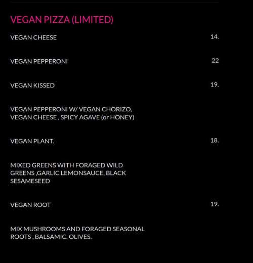 MOTO menu in Seattle, Washington, USA