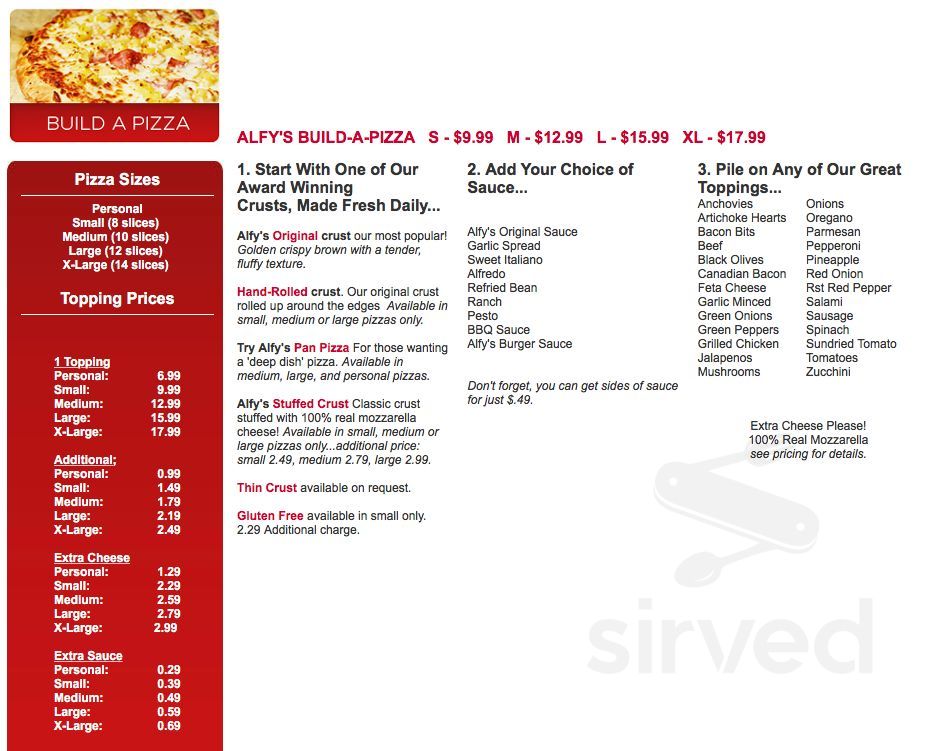 Alfy's Pizza menus in Granite Falls, Washington, United States