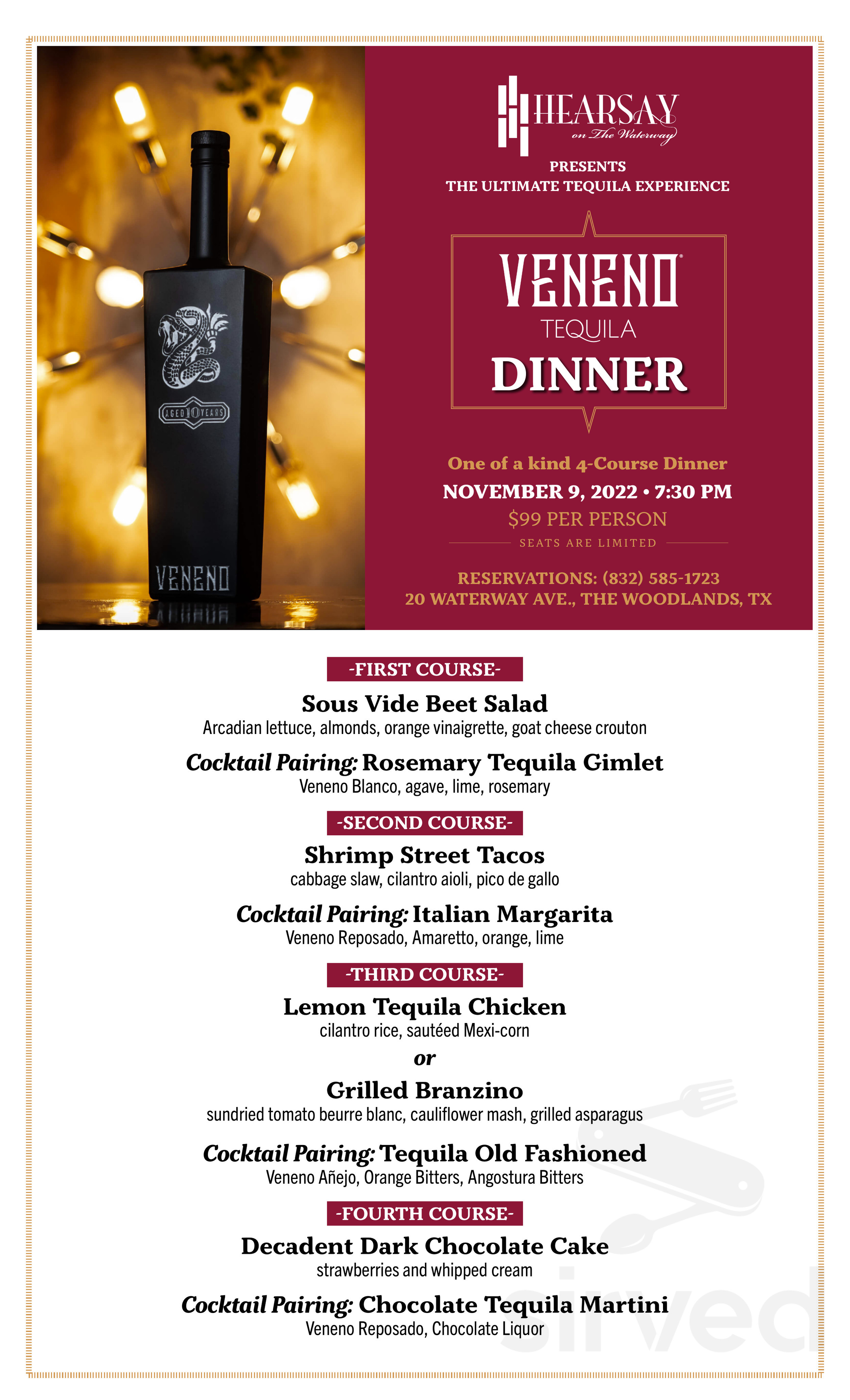 Hearsay On The Waterway menu in The Woodlands, Texas, USA