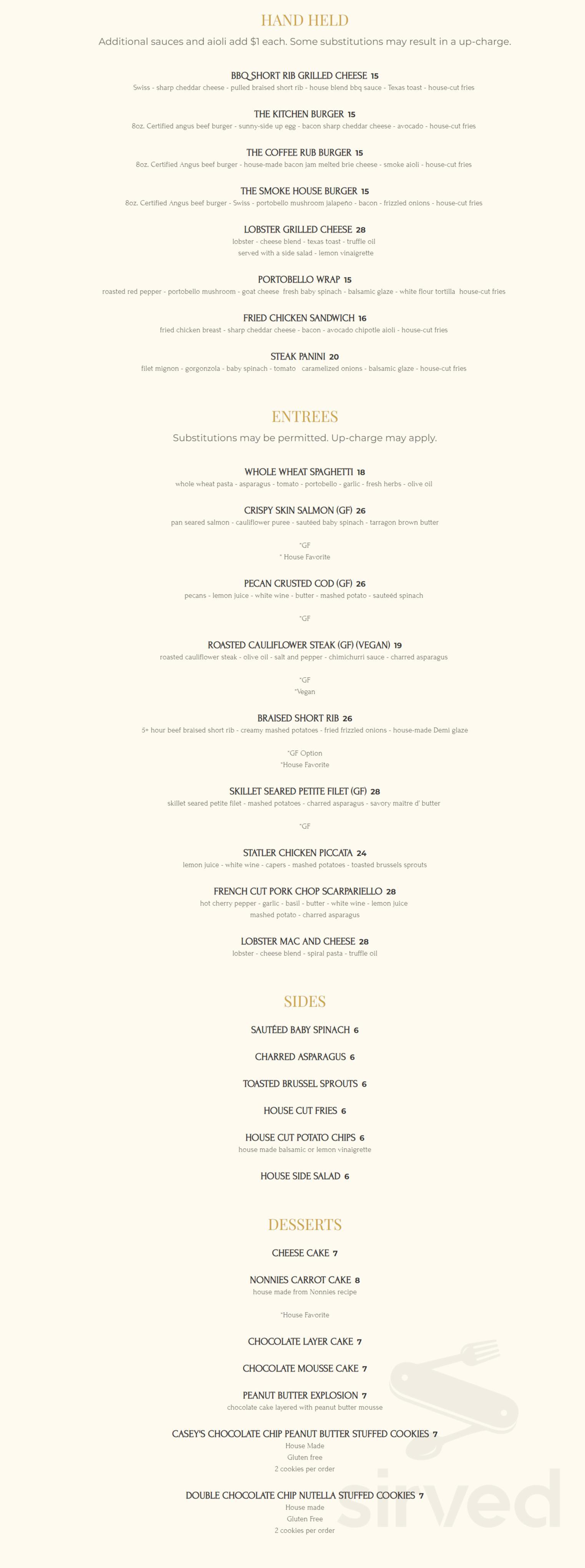 Menu - Prospect CT's The Kitchen in Prospect Bar and Grill | Sirved