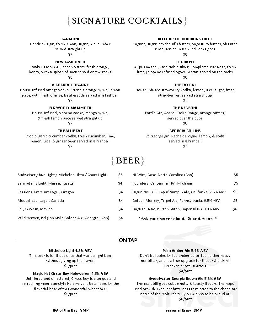 Menu for Friends Grille and Bar in Valdosta, GA | Sirved