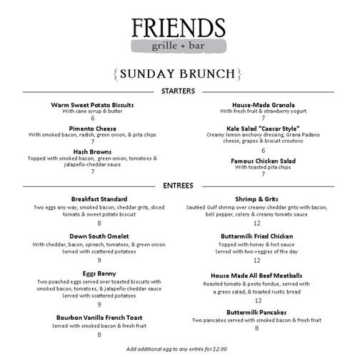 Friends Grille and Bar menu in Valdosta, Georgia, USA