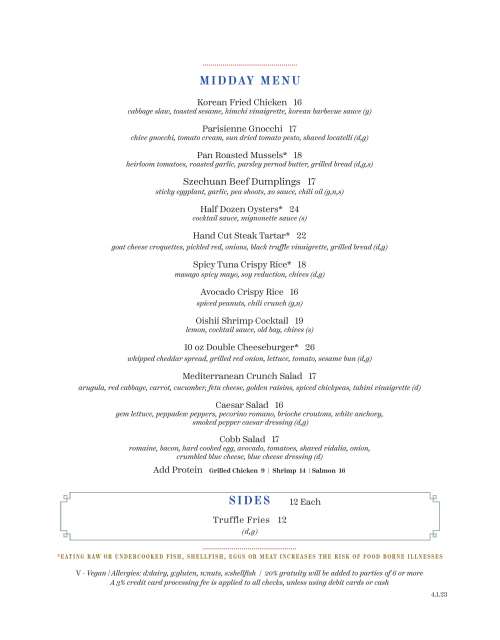 Moshulu menu in Philadelphia, Pennsylvania, USA