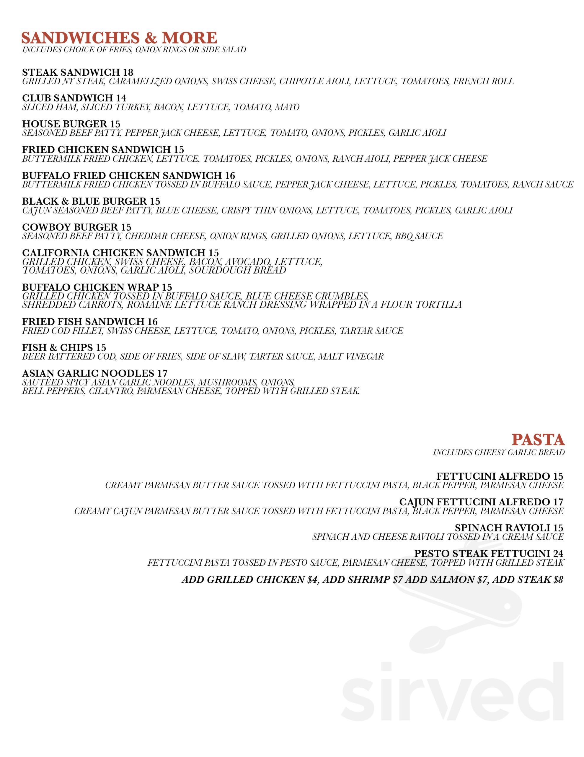 Manny's Steakhouse Vallejo menu in Vallejo, California, USA