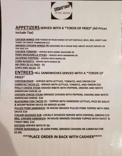 THAT BAR AT THE ARENA menu in Jacksonville, Florida, USA