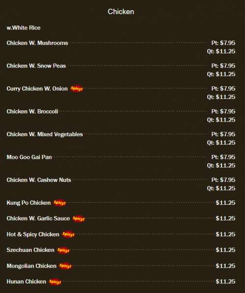 Main Moon Chinese Restaurant menu in Yorktown, Virginia, USA