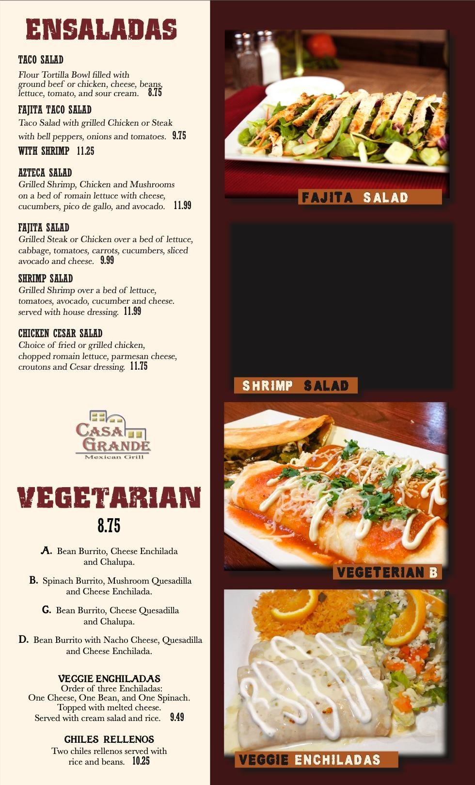 Casa Grande Mexican Grill menus in Fort Wayne, Indiana, United States