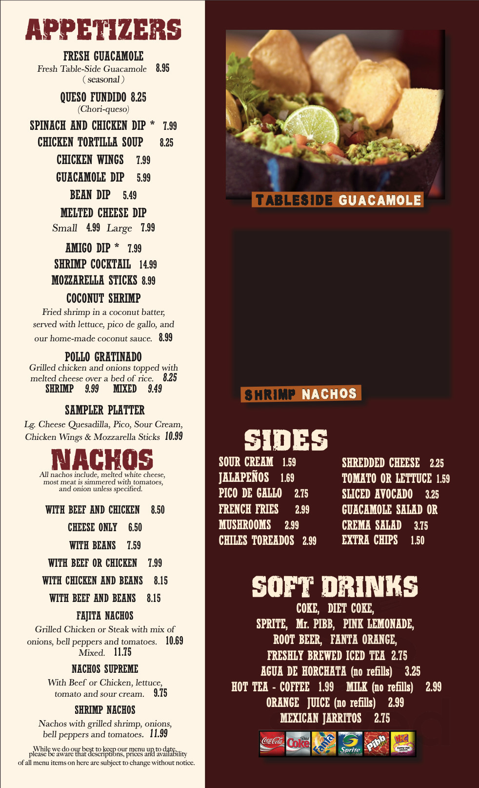 Casa Grande Mexican Grill menu in Fort Wayne, Indiana, USA