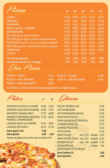 Meli Melo Resto menus in Lévis, Quebec, Canada
