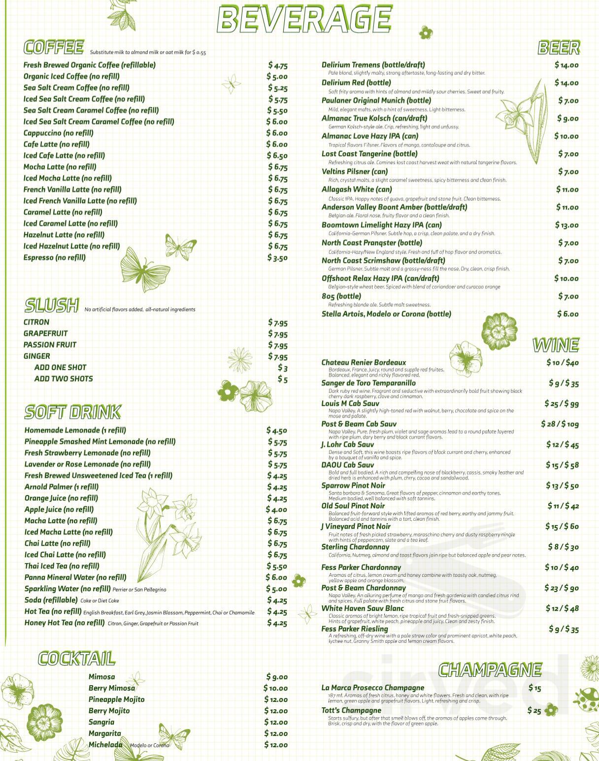 Menu - Pasadena CA's Lemon Tree | Sirved