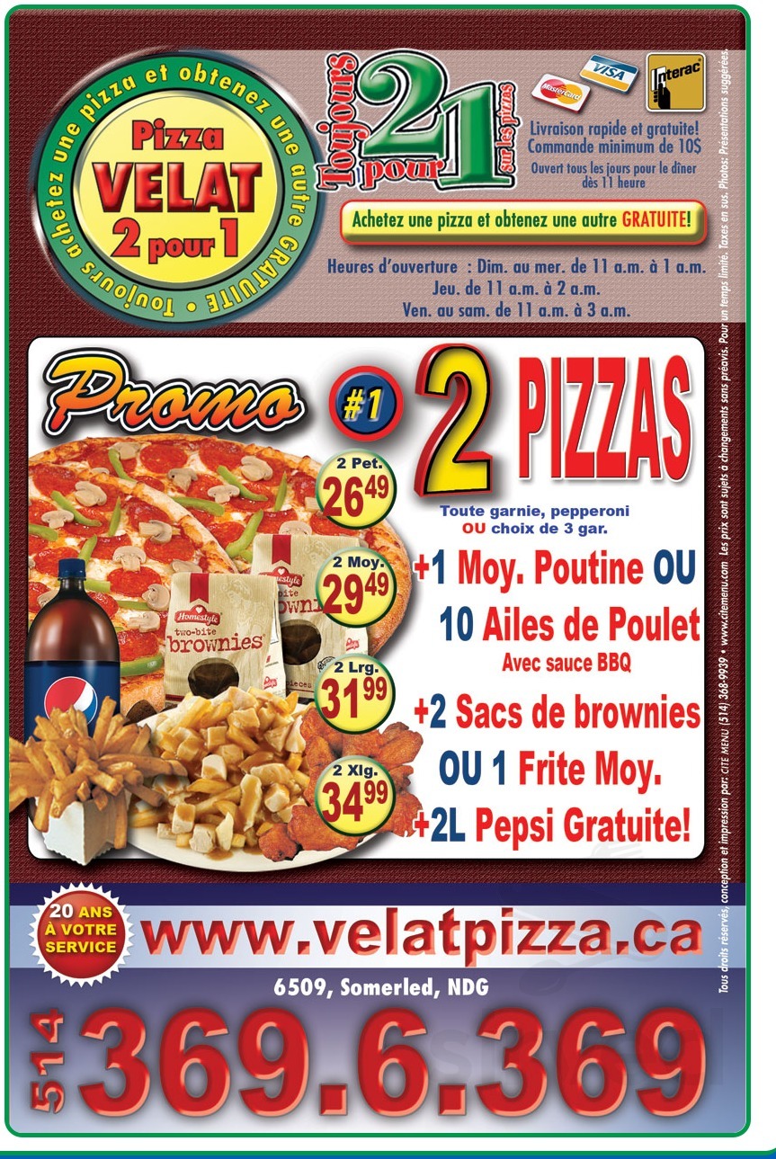 Pizza Welat menus in Montréal, Quebec, Canada