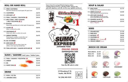 Sumo Express menu in Seattle, Washington, USA