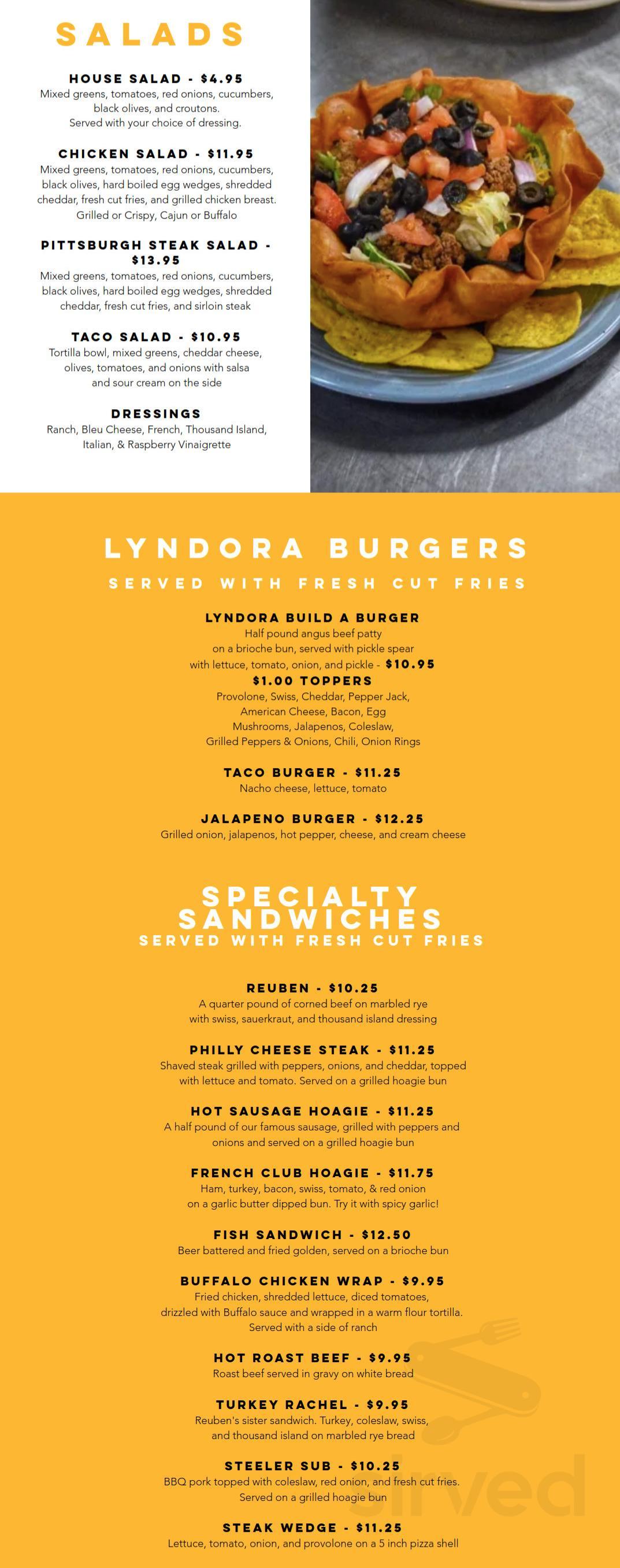 Lyndora Hotel menu in Lyndora, Pennsylvania, USA