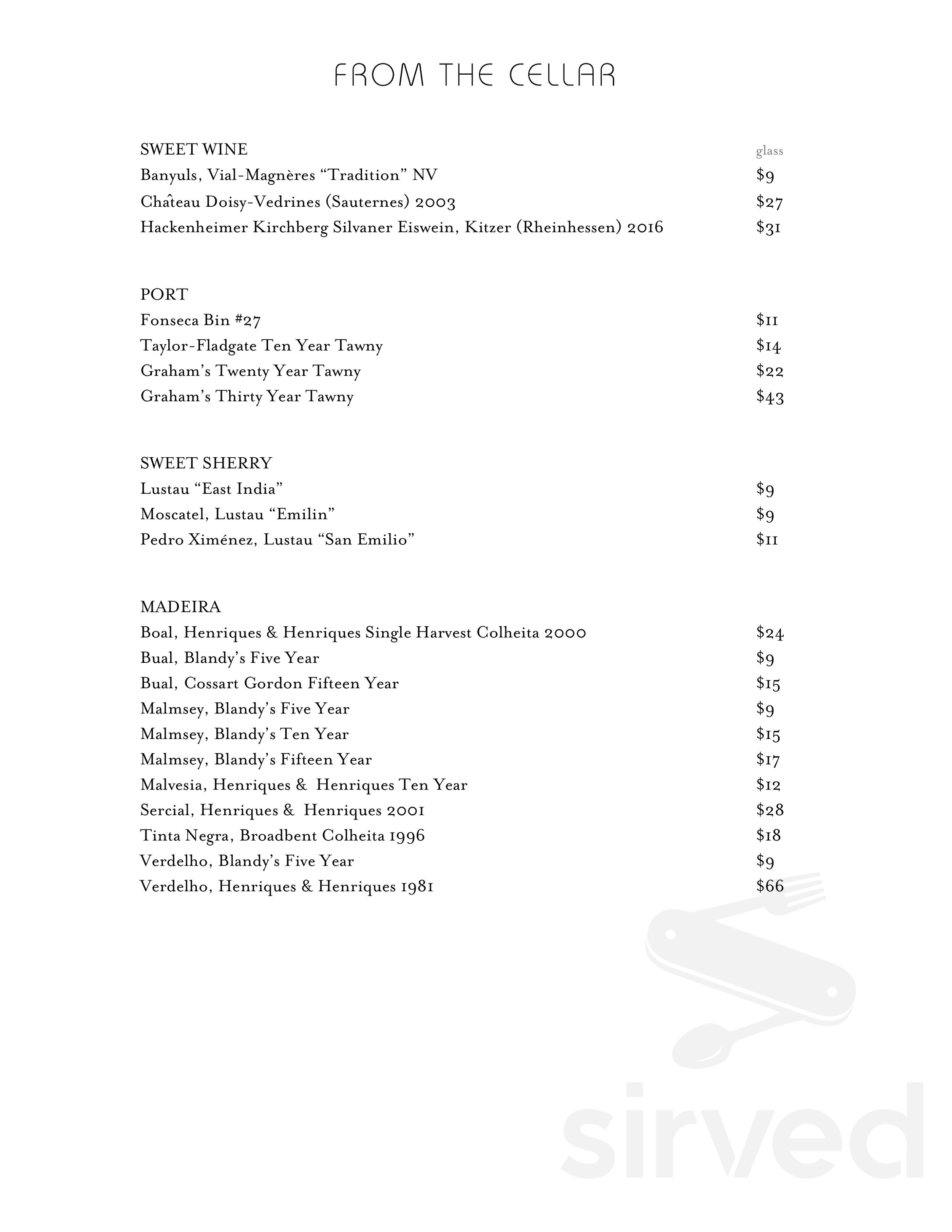 Charleston menu in Baltimore, Maryland, USA