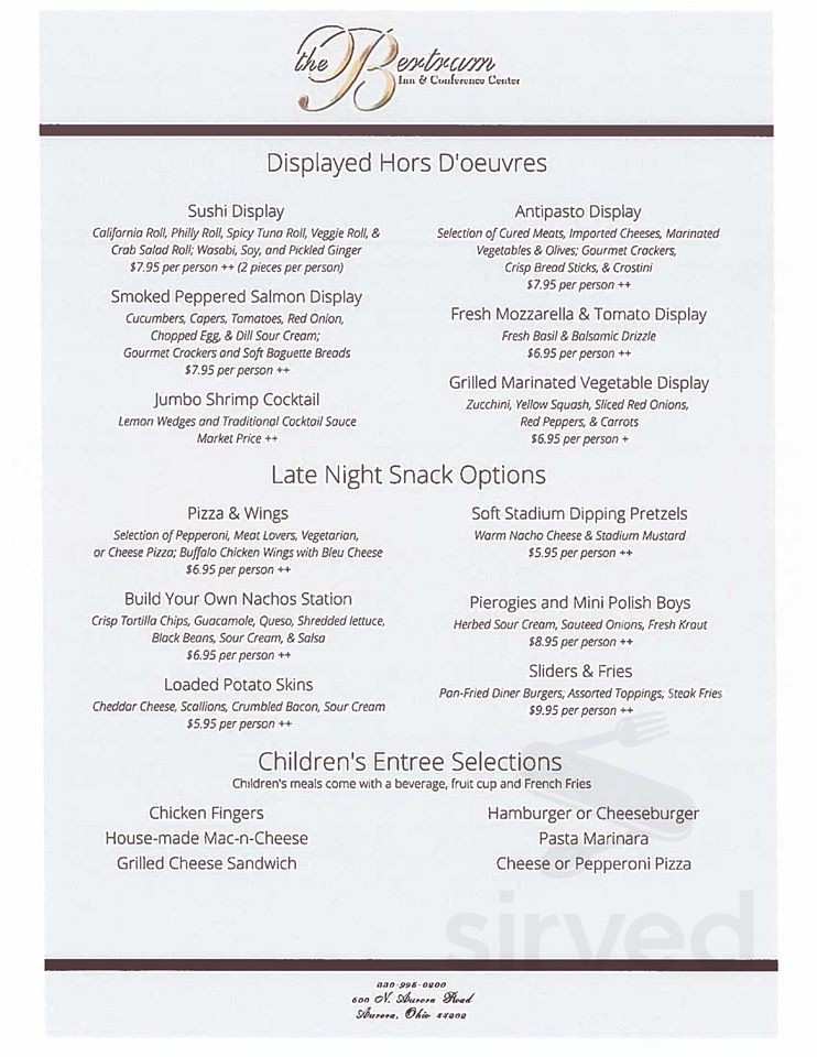 The Leopard Restaurant menu in Aurora, Ohio, USA