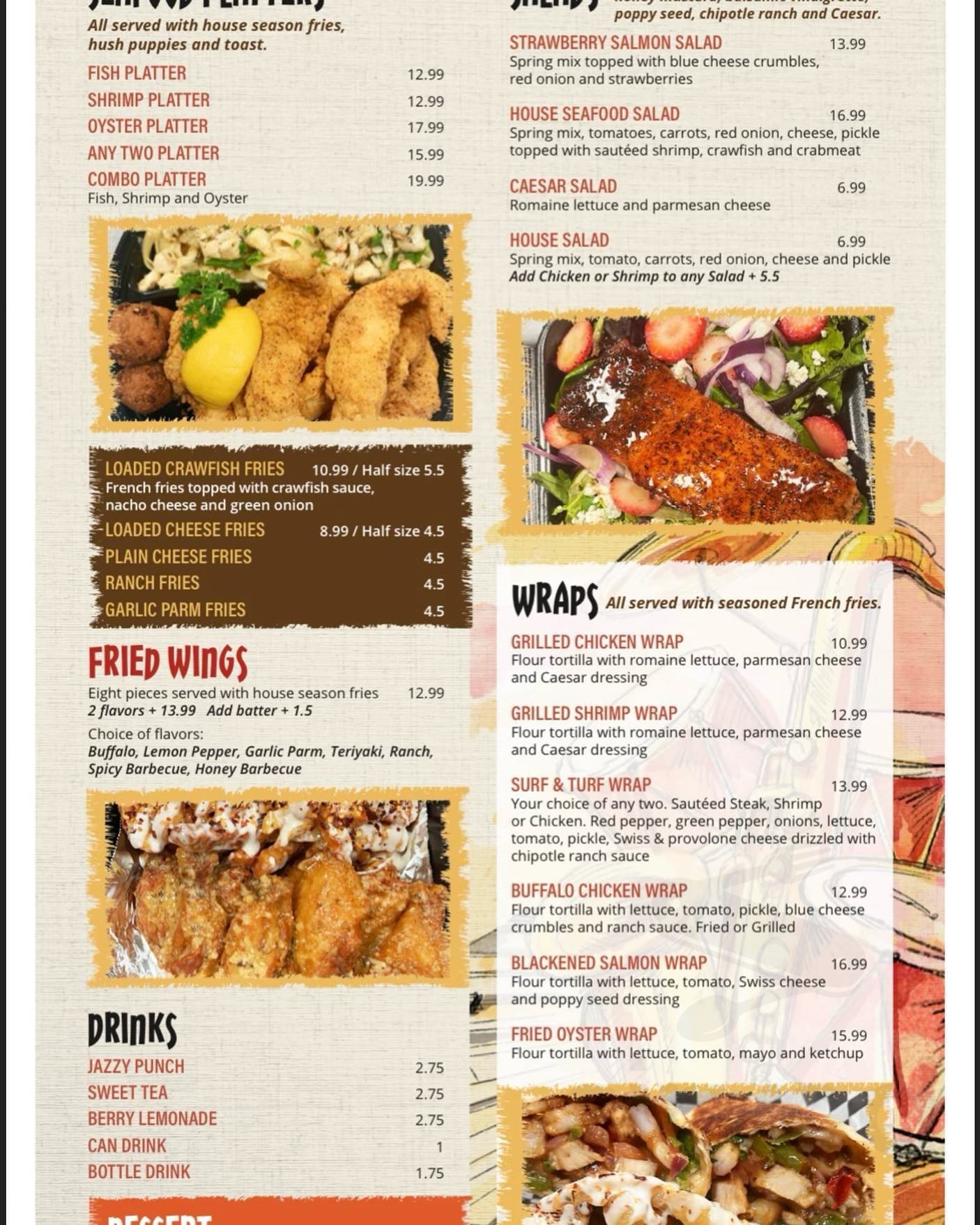 AJ’s Jazzy Grill menus in New Orleans, Louisiana, United States