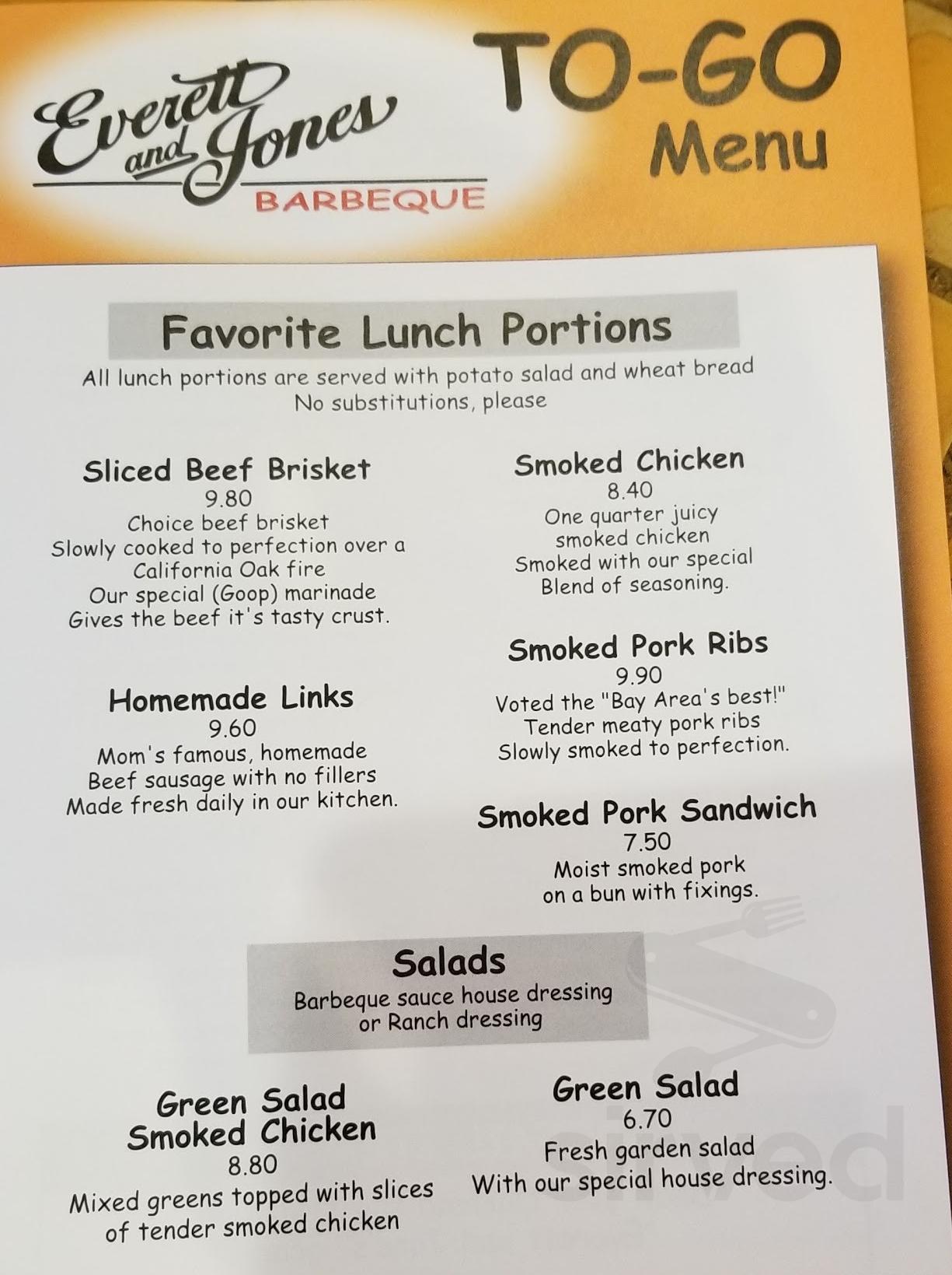 Everett & Jones Barbeque - MacArthur menu in Oakland, California, USA
