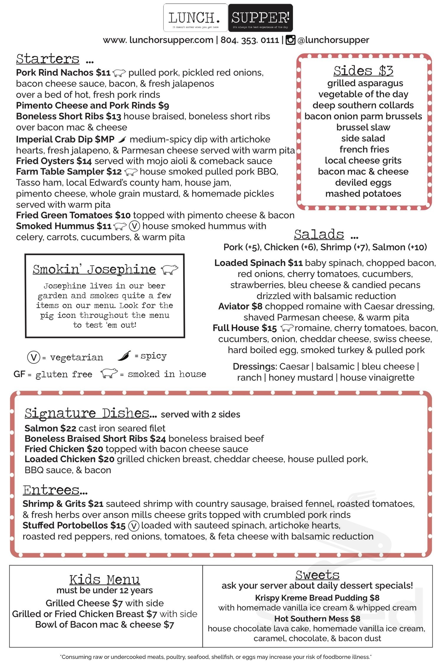 LUNCH.SUPPER! menu in Richmond, Virginia, USA