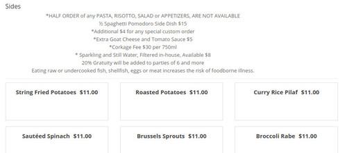 Antonucci Cafe menu in New York, New York, USA