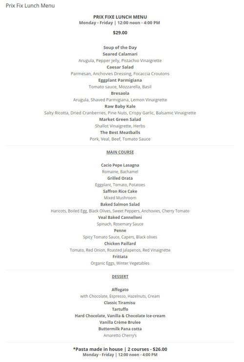 Antonucci Cafe menu in New York, New York, USA