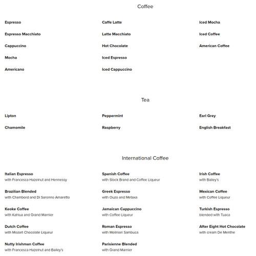 Caffè Paradiso menu in Boston, Massachusetts, USA