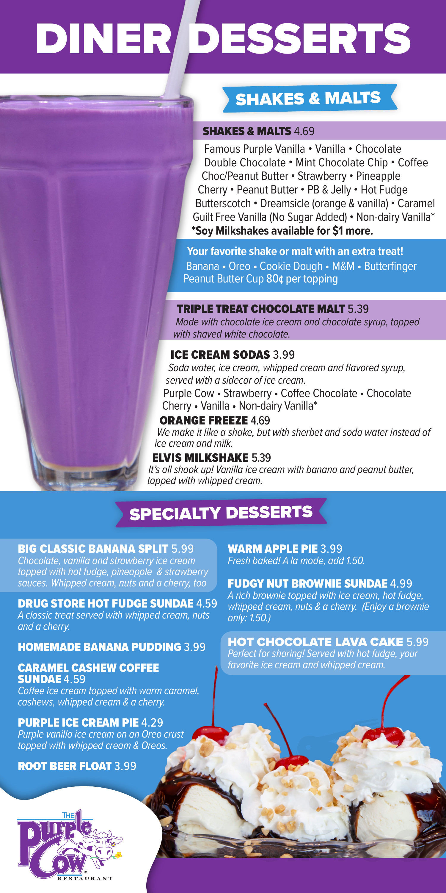 The Purple Cow Restaurant (Cantrell Rd) menu in Little Rock, Arkansas, USA