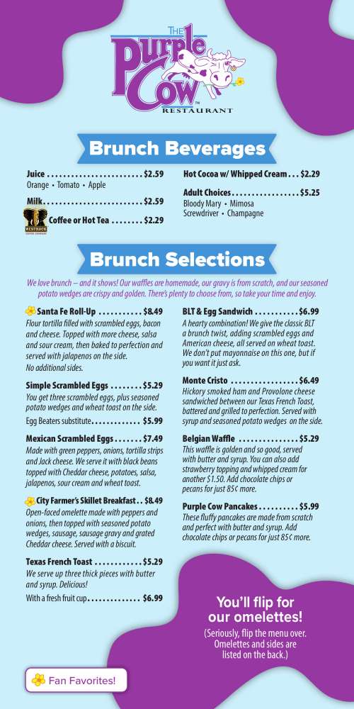 The Purple Cow Restaurant (Cantrell Rd) menu in Little Rock, Arkansas, USA