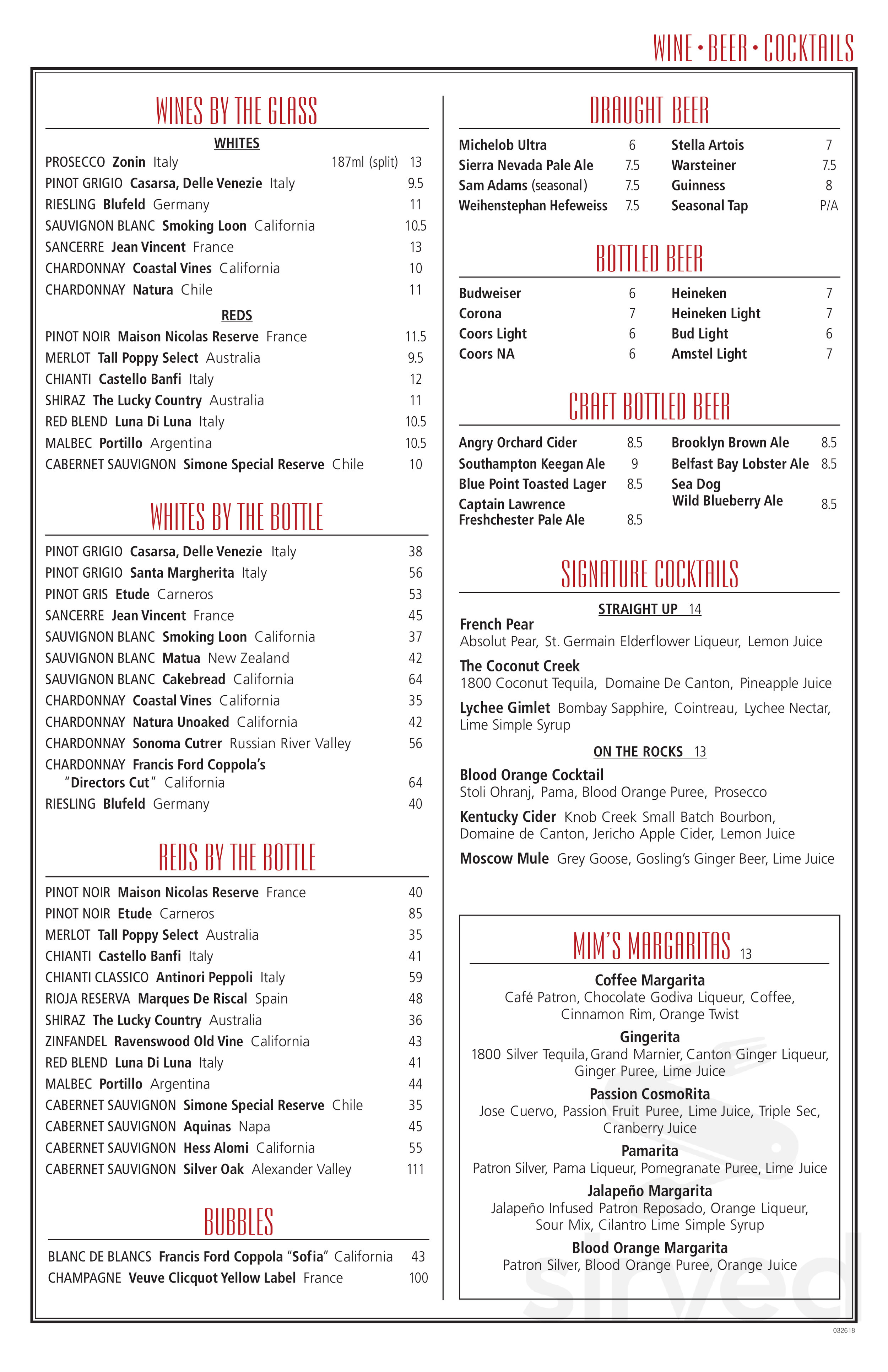 Mim's Restaurant menu in Roslyn Heights, New York, USA