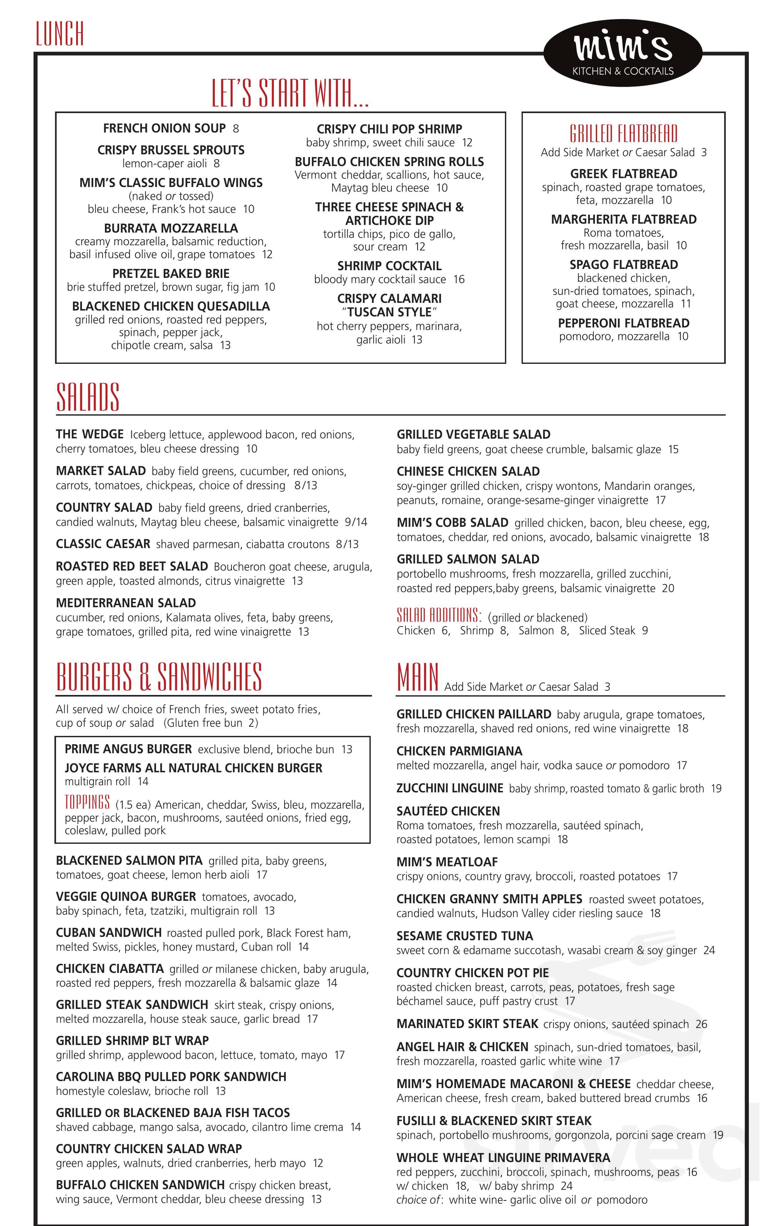 Mim's Restaurant menu in Roslyn Heights, New York, USA