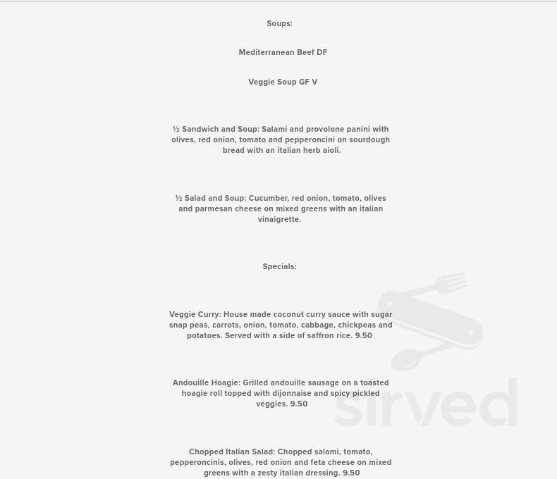 Daily Cafe At the Tram menu in Portland, Oregon, USA