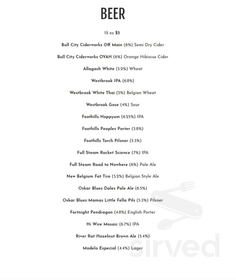 NOFO @ the Pig menu in Raleigh, North Carolina, USA