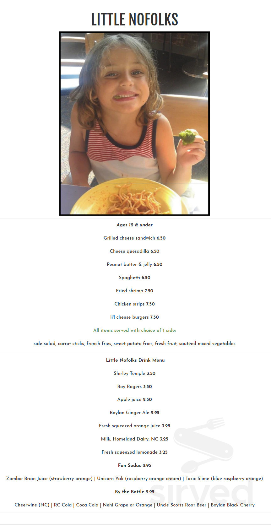 NOFO @ the Pig menu in Raleigh, North Carolina, USA