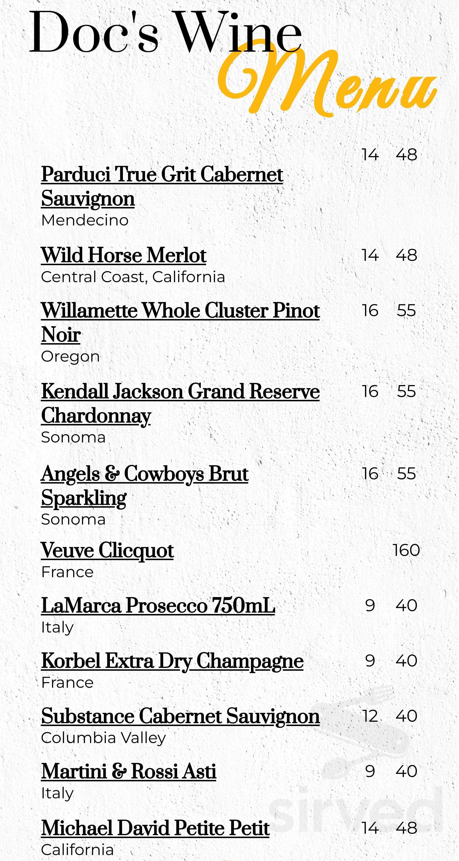 Saratoga Hot Springs Resort menu in Saratoga, Wyoming, USA