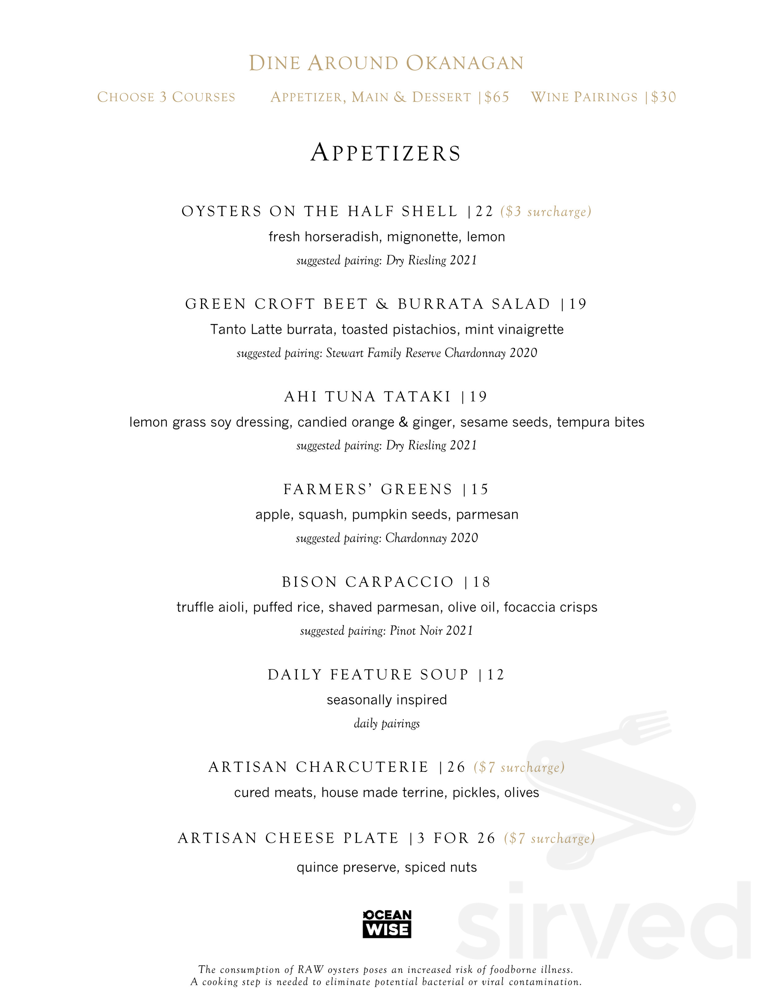 The Market at Quails' Gate menu in Kelowna, British Columbia, Canada