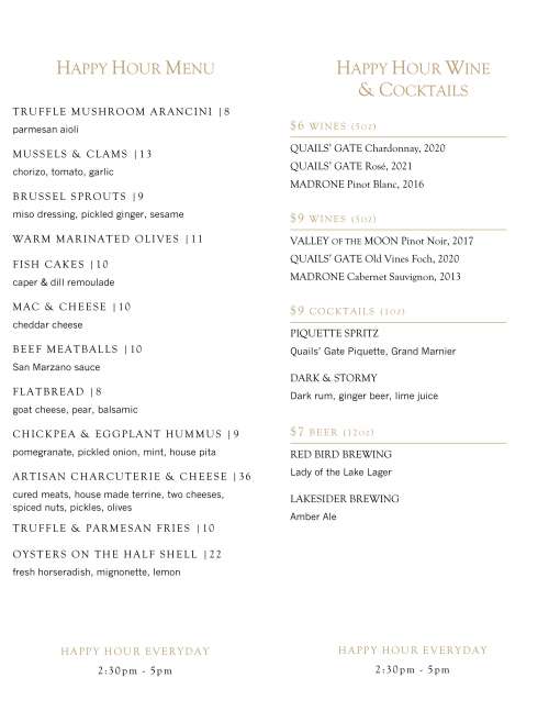 The Market at Quails' Gate menu in Kelowna, British Columbia, Canada