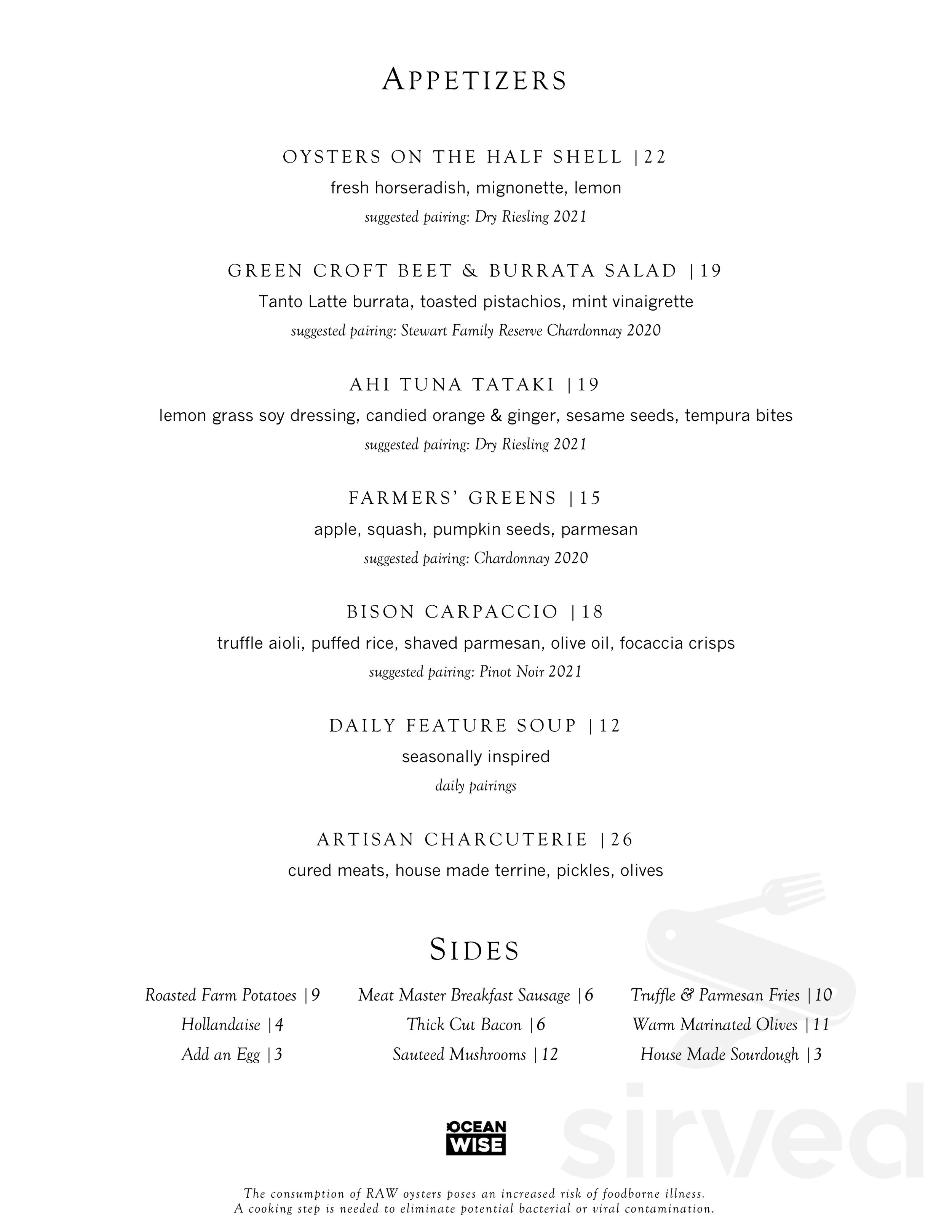 The Market at Quails' Gate menu in Kelowna, British Columbia, Canada