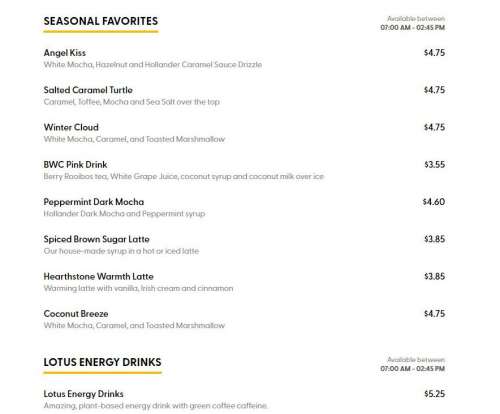 Bridgewater Coffee Co menu in Bridgewater, Virginia, USA