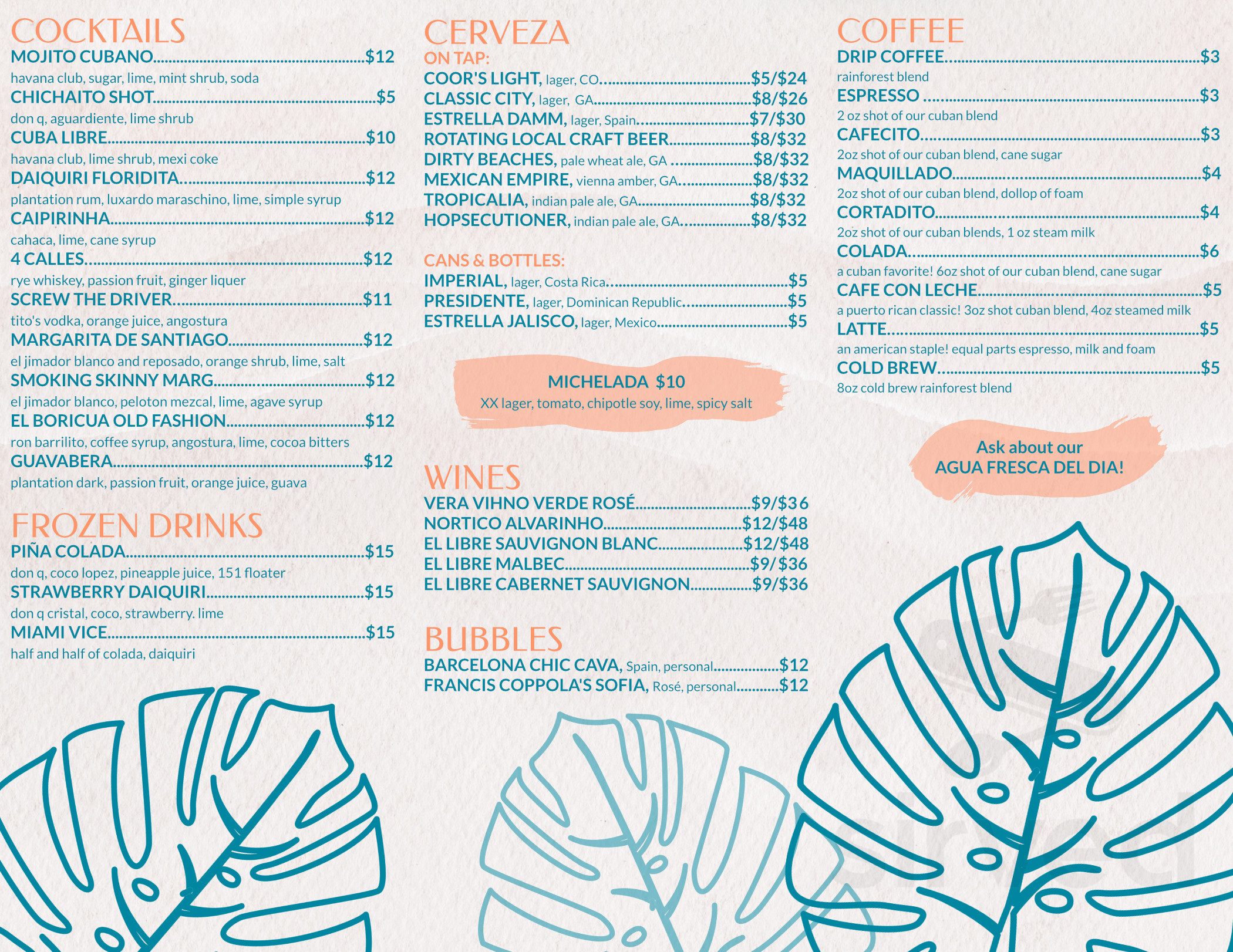 El Super Pan Latino Kitchen & Bar menu in Atlanta, Georgia, USA