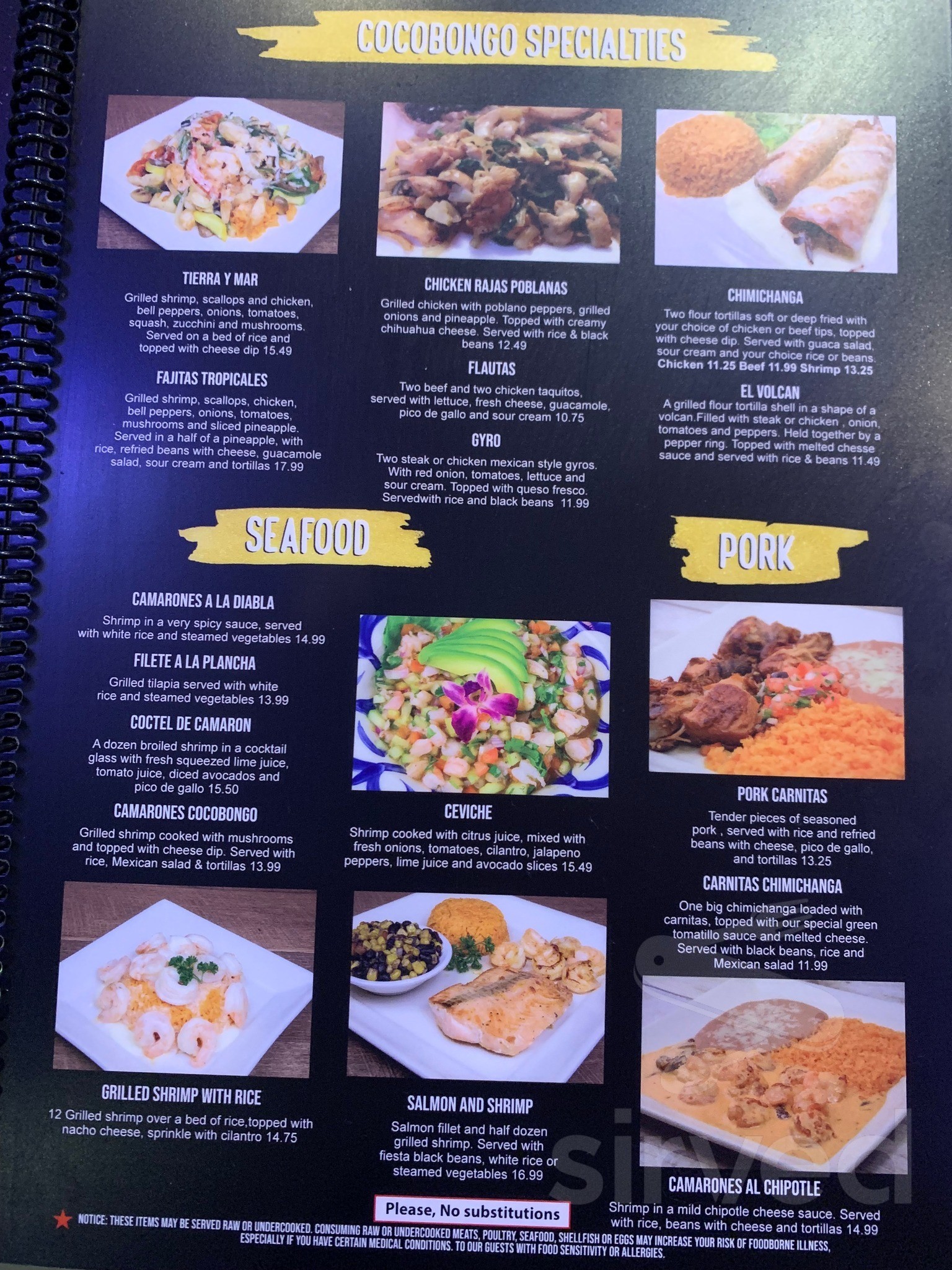 Menu - Raleigh NC's Coco Bongo Mexican Express & Cantina | Sirved