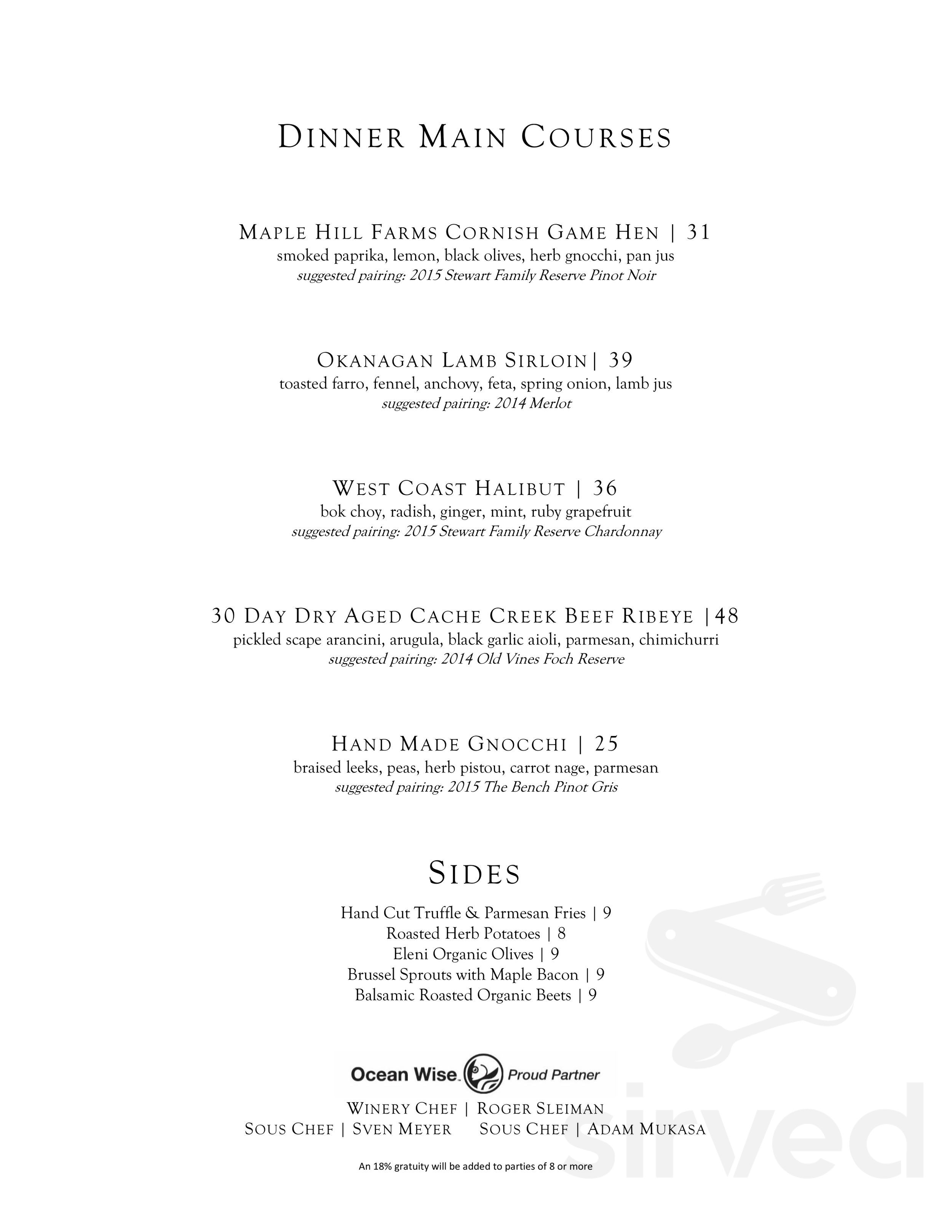Quails' Gate Winery menu in Kelowna, British Columbia, Canada