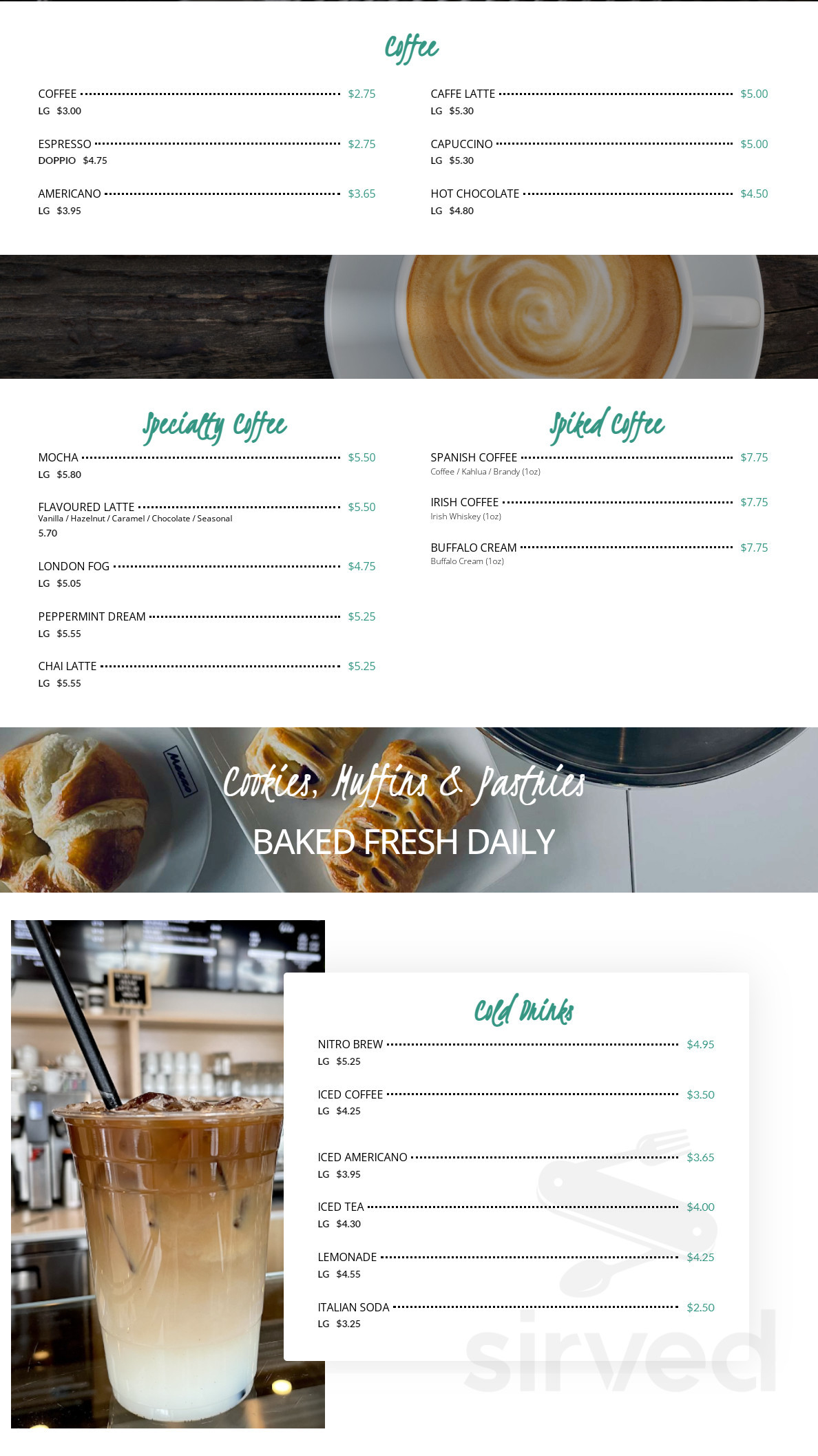 Mezzo Caffe menu in Cochrane, Alberta, Canada