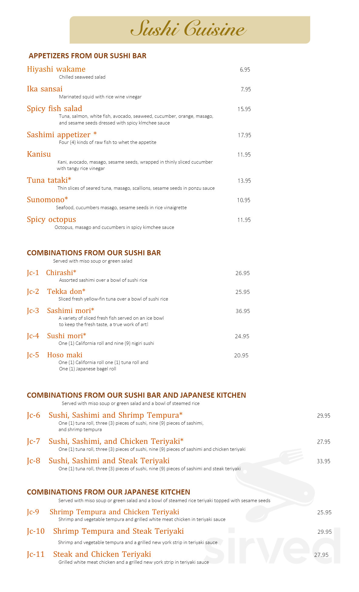 Sushi-Thai Cary menu in Cary, North Carolina, USA