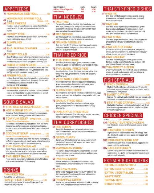 Manee Thai Cuisine menu in Burton, Michigan, USA