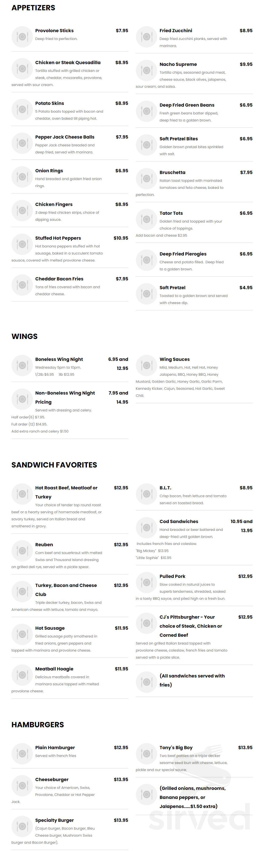 Mickey's Place menu in McKees Rocks, Pennsylvania, USA