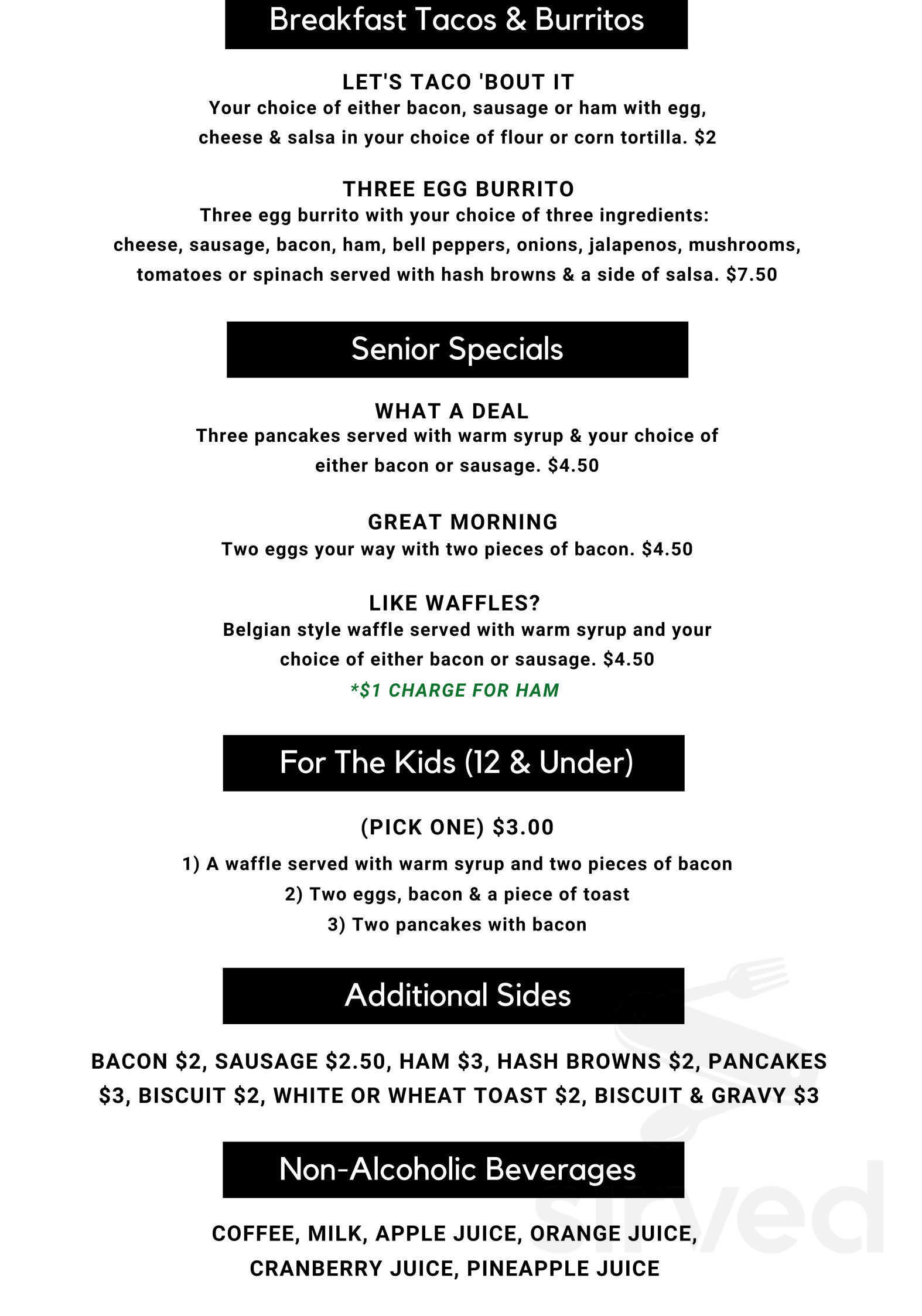 Menu for Times Square Grand Slam in Tyler, Texas, United States