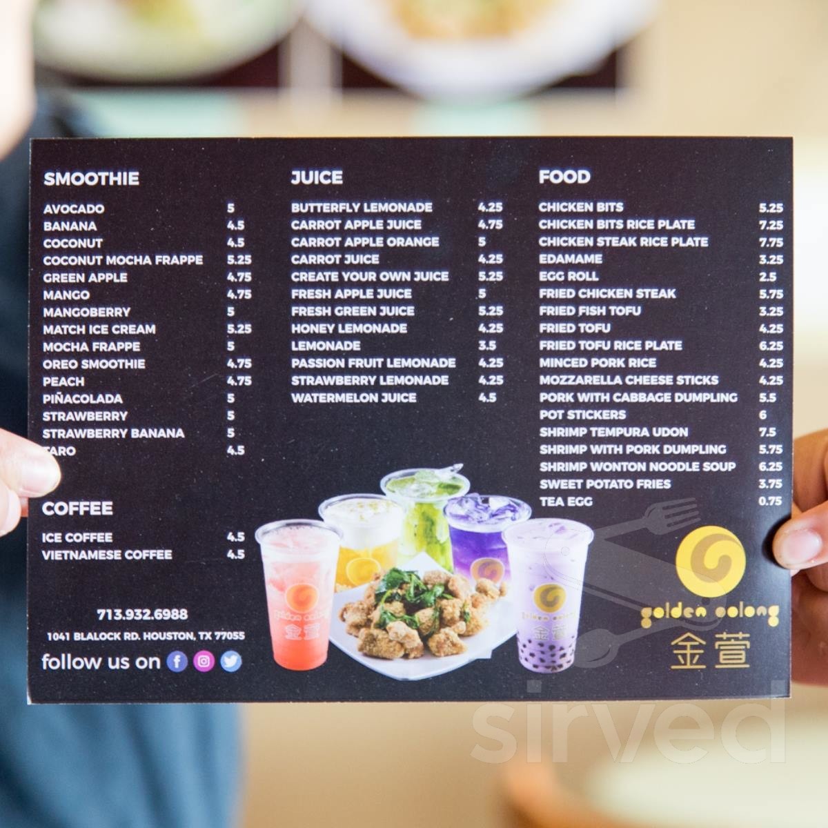 Golden Oolong Tea menus in Houston, Texas, United States