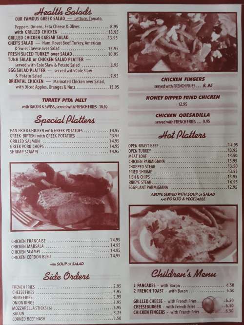 Boulevard Diner menu in Scranton, Pennsylvania, USA
