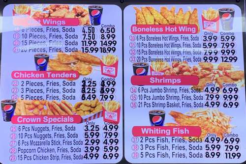 Crown Fried Chicken menu in Philadelphia, Pennsylvania, USA