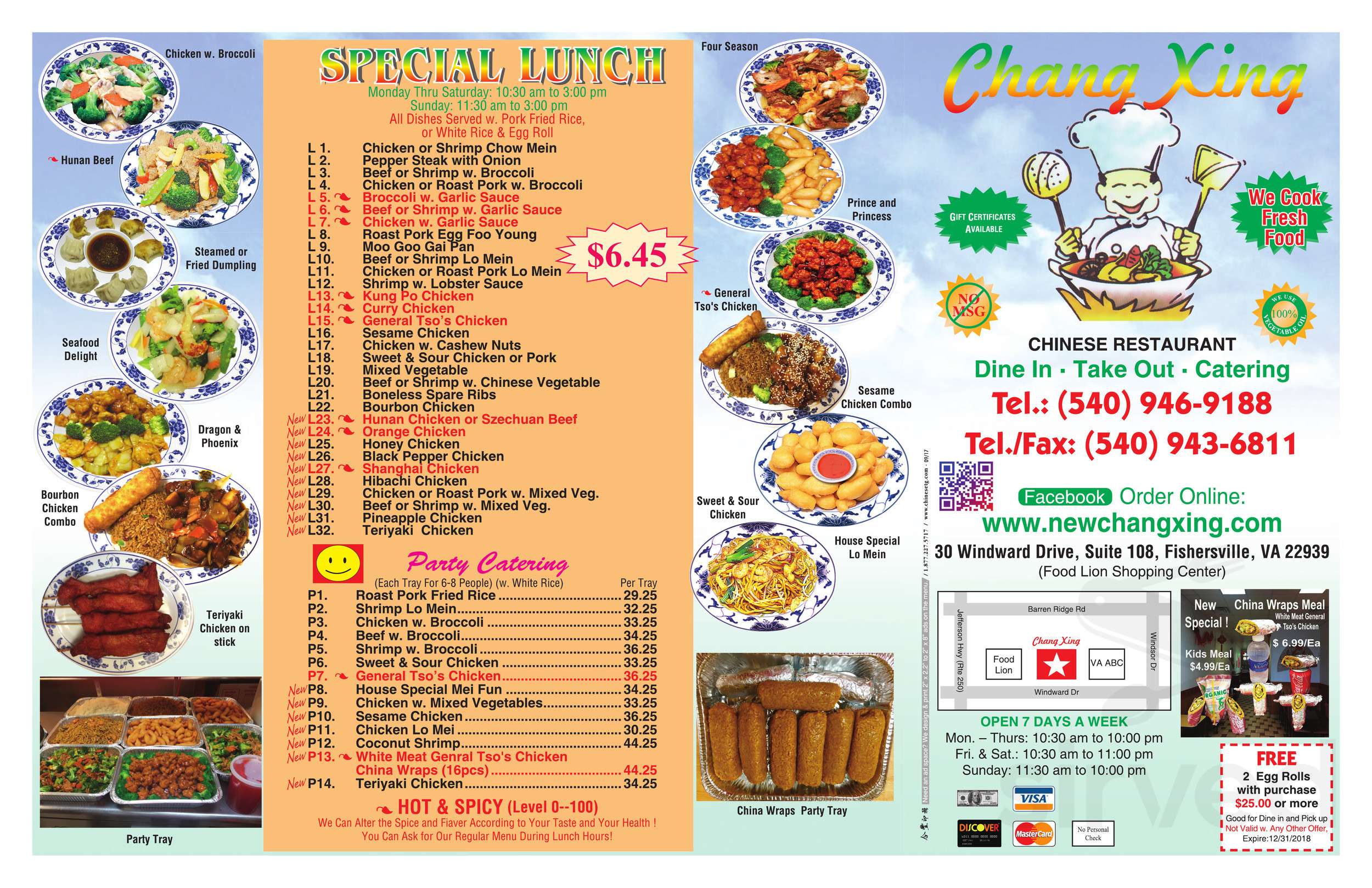 Chang Xing Chinese Restaurant menus in Fishersville, Virginia, United ...