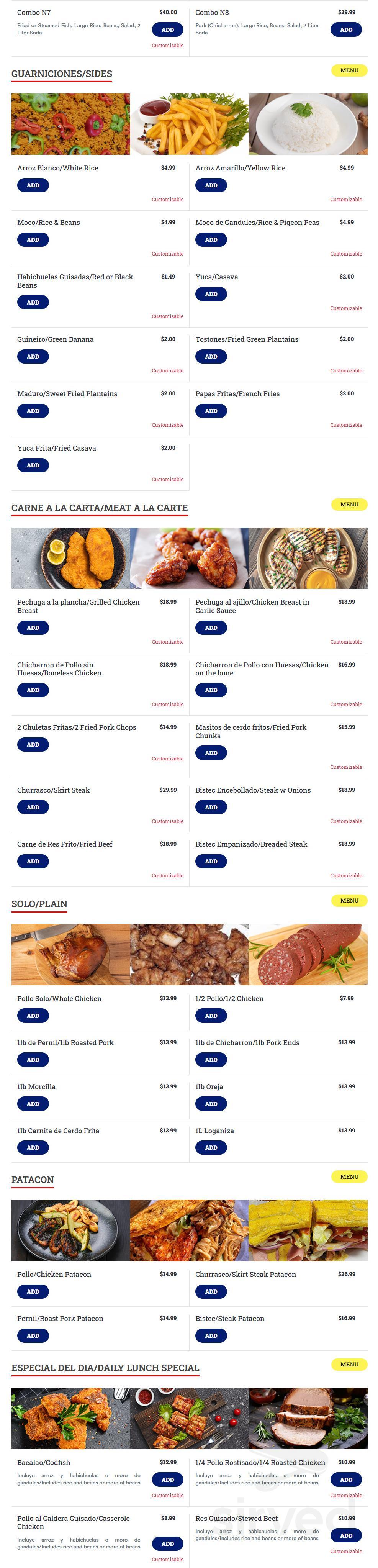 Lechonera Restaurant by Aurora menu in Haverhill, Massachusetts, USA